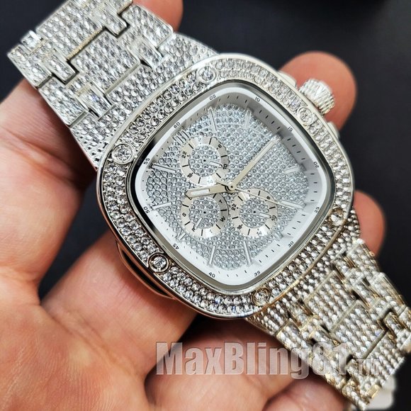 Accessories | Mens Hip Hop Iced Gold Silver Metal Simulated Diamond ...